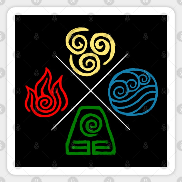 The Four Elements - Avatar The Last Airbender - Sticker | TeePublic